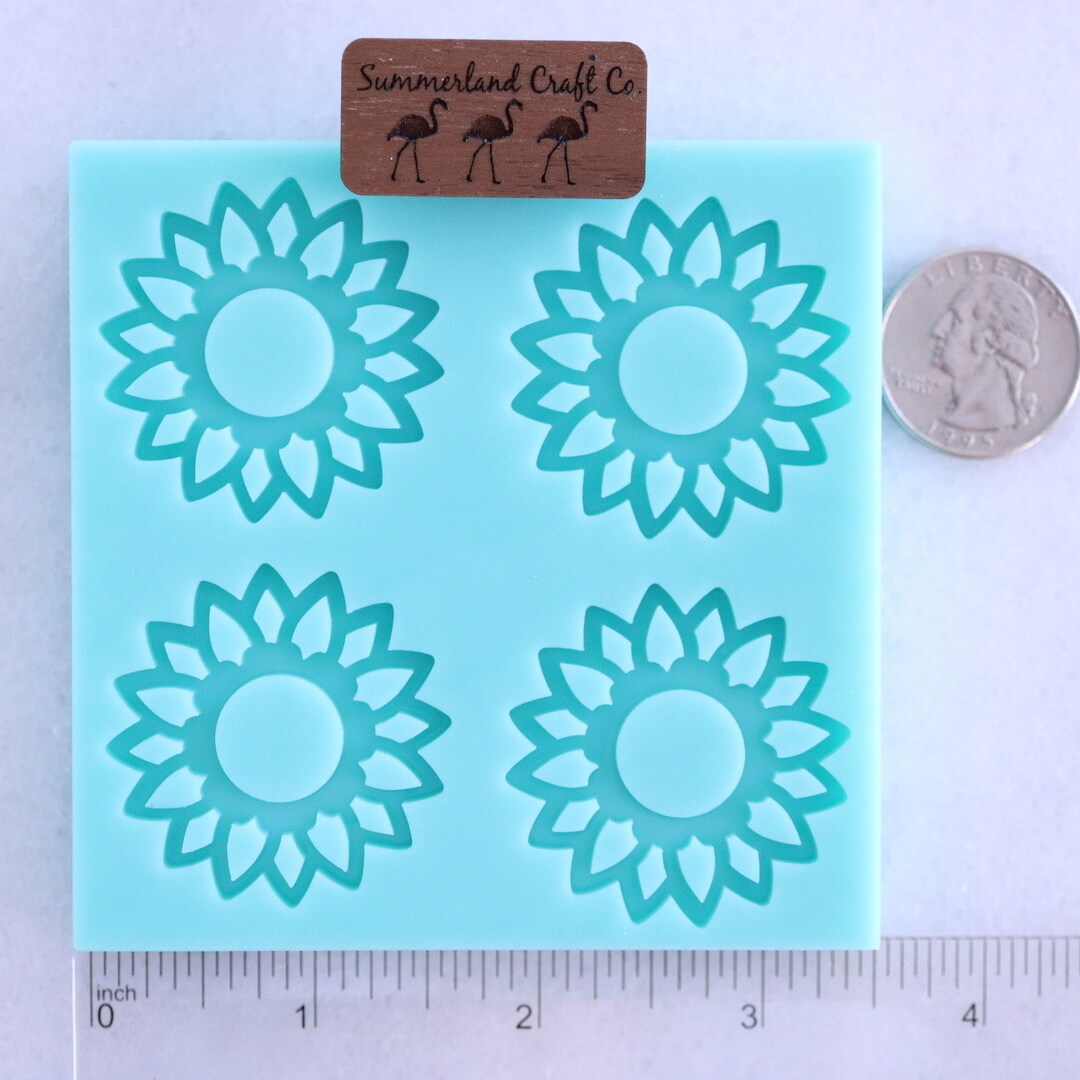 Shiny Sunflower Outline Earrings Mold, Sunflower Jewelry Mold ...