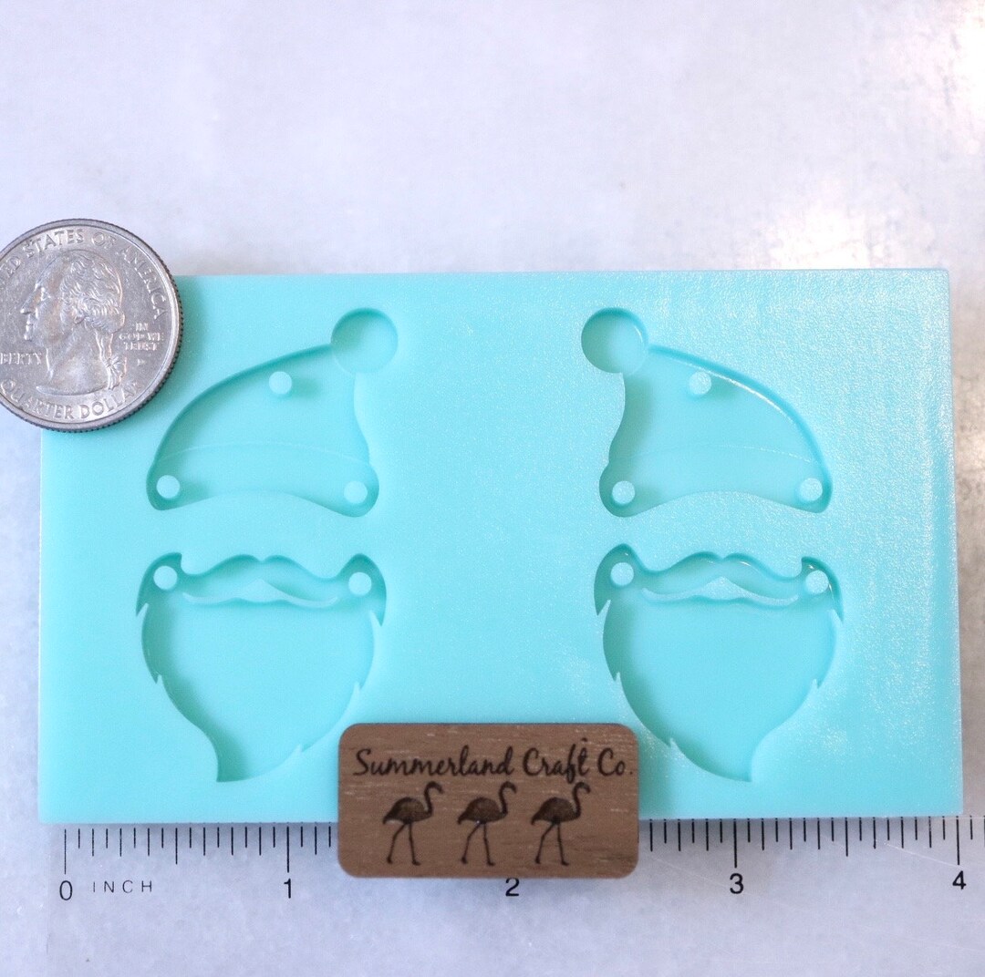 Shiny Santa Hat & Beard Mold, Santa Drop Earrings Mold, Santa Jewelry ...