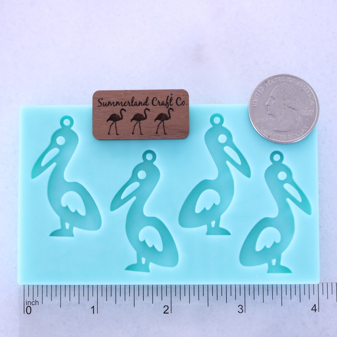 Shiny Pelican Drop Earrings Mold, Pelican Earrings Mold, Pelican ...