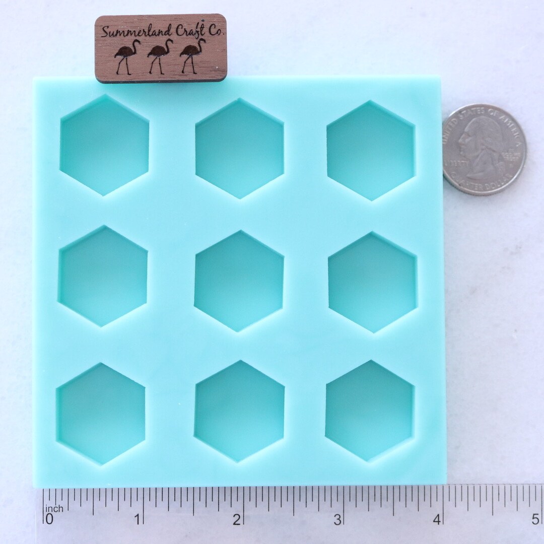 Shiny Undrilled 1/4” Deep Hexagon Shape Mold, Flat Hexagon Cabochon ...