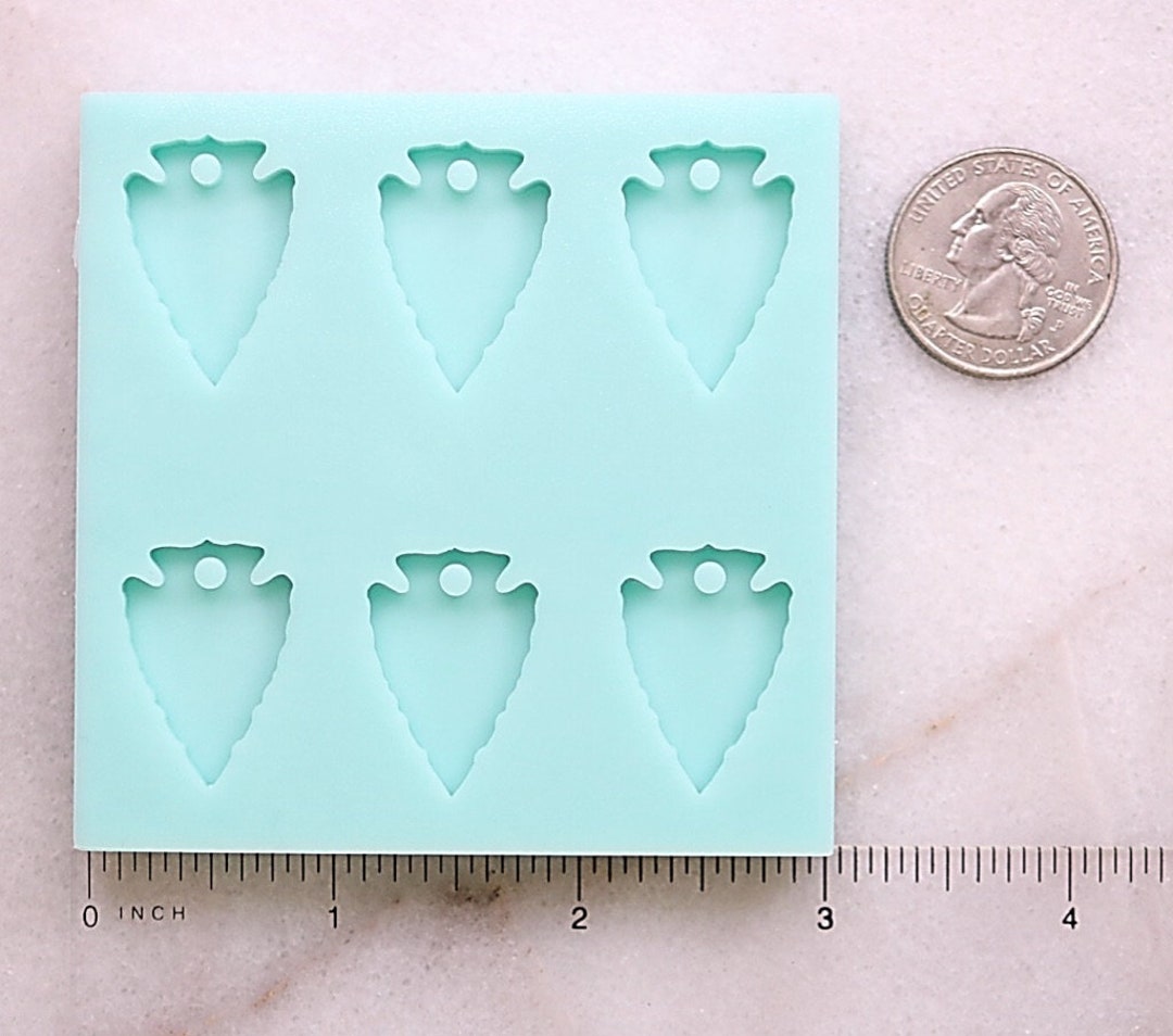 Shiny Arrowhead Charm Mold, Arrow Head Resin Mold, Wavy Arrowhead Drop ...