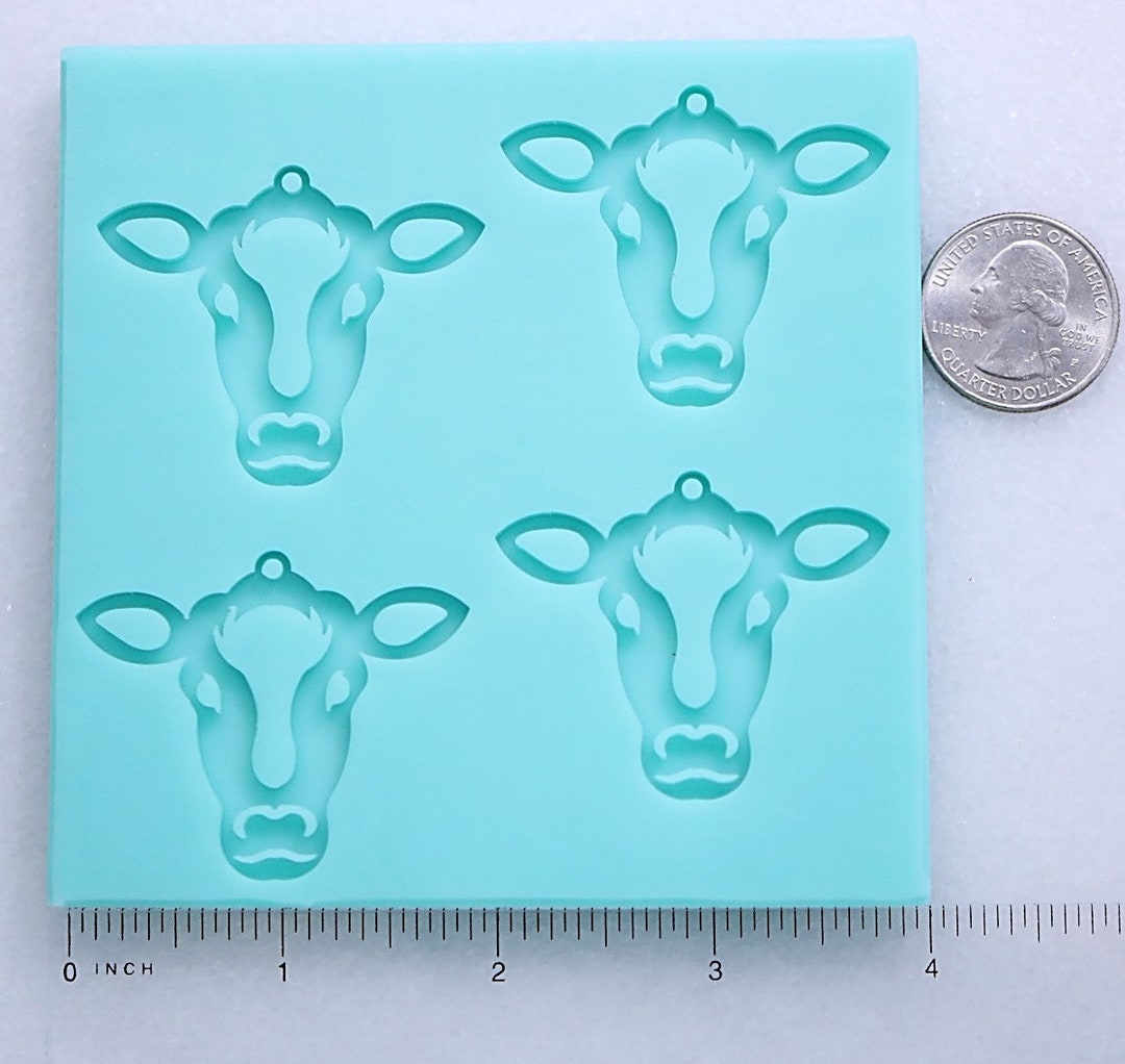 Shiny Cow Head Outline Mold, Cow Jewelry Mold, Cow Head Cutout Mold ...