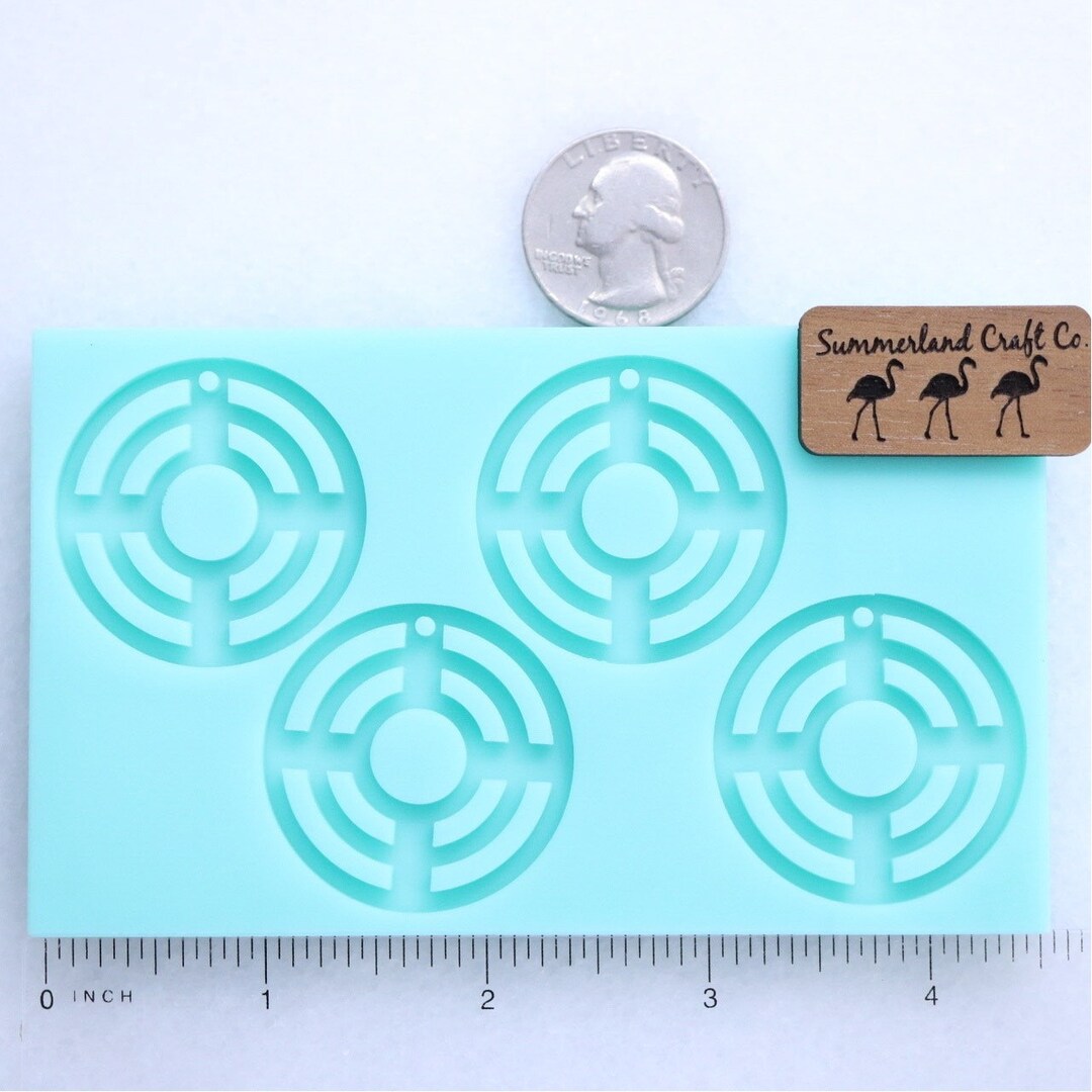 Shiny Bullseye Shape Pendant Mold, Bullseye Earrings Mold, Bullseye Drop Earrings Mold, Bullseye ...