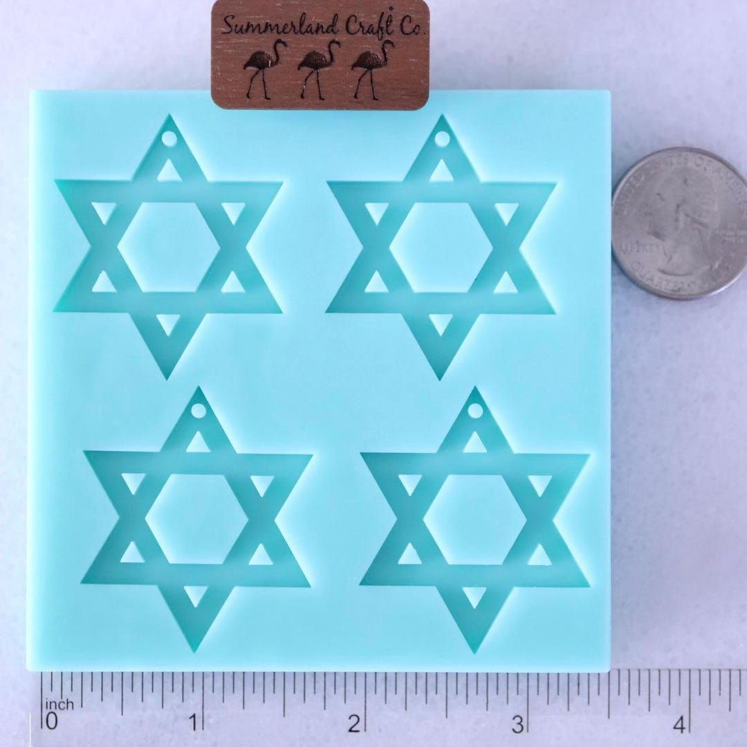 Star of David Drop Earrings Mold, Star of David Pendant Mold, Star of ...