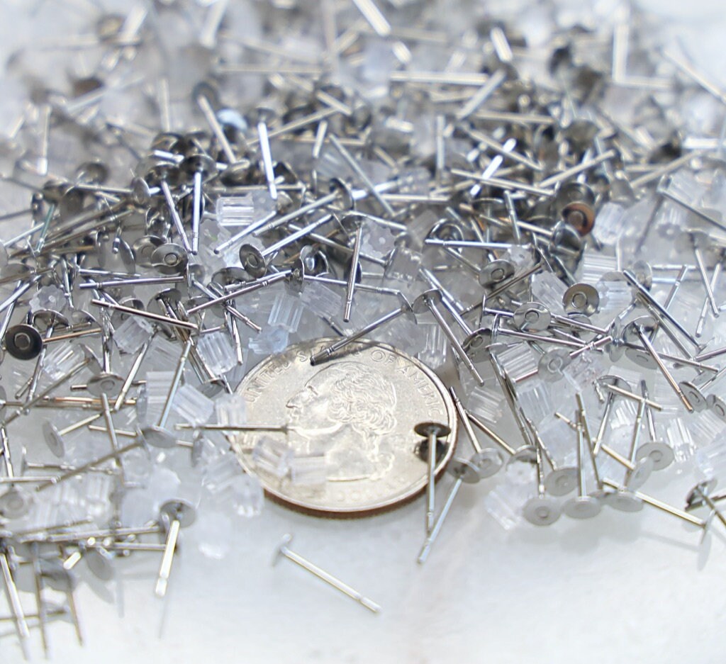 500 250 Pairs 4mm Stainless Steel Earring Posts With Clear - Etsy