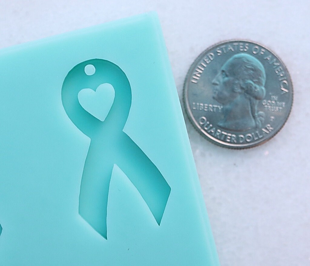 Awareness Ribbon Pendant Mold, Ribbon With Heart Pendant Mold, Ribbon ...