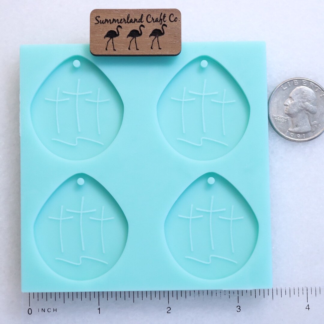 Etched Calvary Jewelry Mold, Etched Cross Pendant Mold, Boho Shape With ...