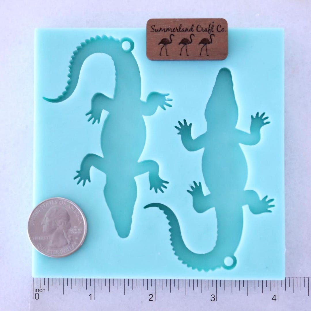 Shiny 3 1/4” Tall, 6mm Deep Shiny Alligator Keychain Mold, Alligator ...