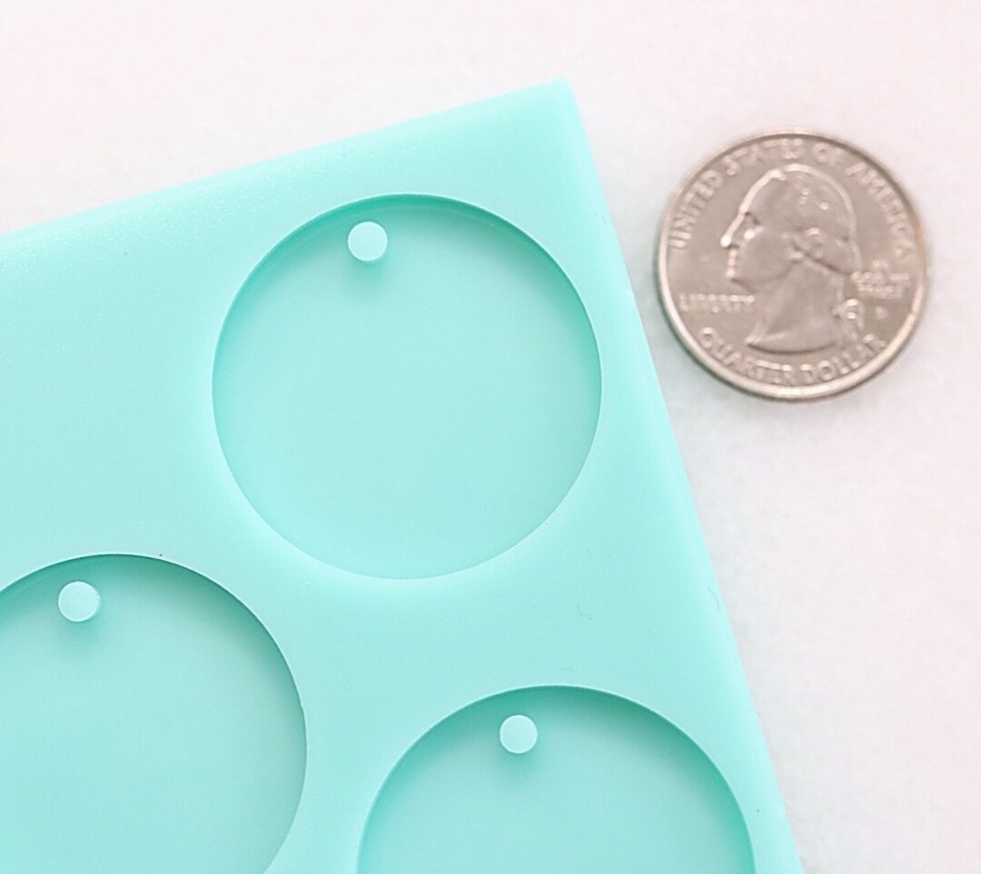 Shiny Drilled 1.25 Inch Coin Shape Mold, Flat Round Pendant Mold, Shiny ...