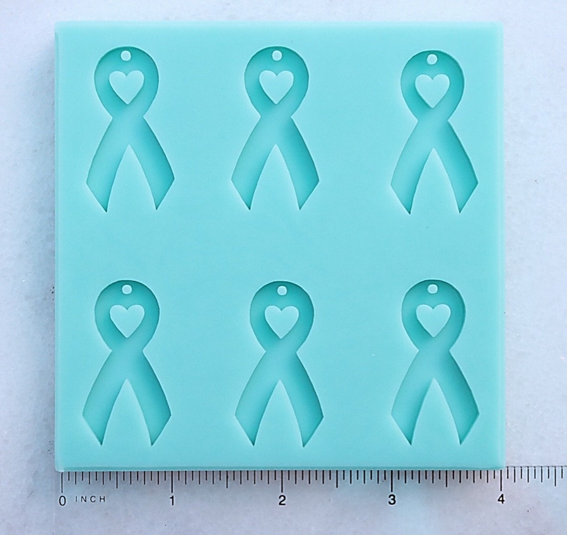 Awareness Ribbon Pendant Mold, Ribbon With Heart Pendant Mold, Ribbon ...