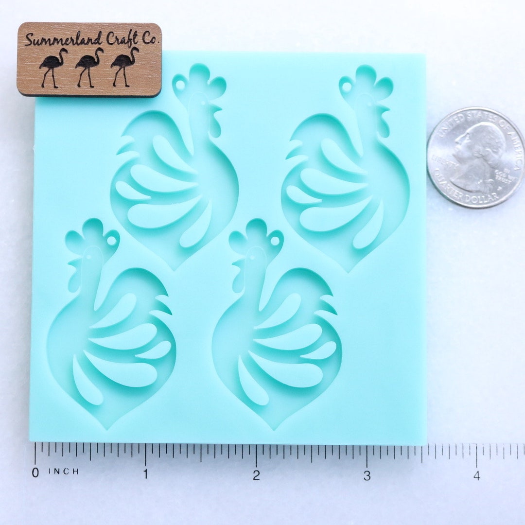 Shiny Chicken Drop Earrings Mold, Chicken Earrings Mold, Chicken ...