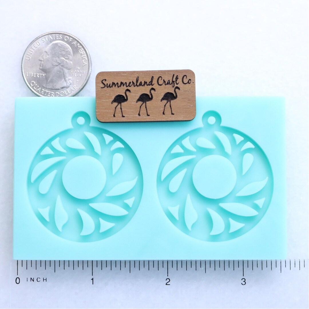Shiny Circle Shape Jewelry Mold With Cutouts, Laurel Earrings Mold ...