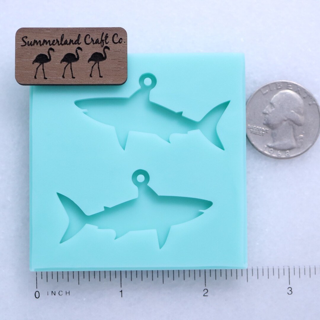 Shiny Shark Drop Mold, Shark Jewelry Mold, Shark Drop Earrings Mold ...