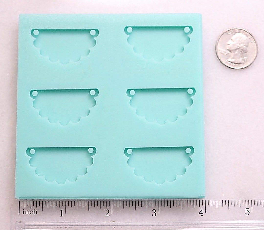 Shiny Double Drilled Half Circle Scalloped Pendant Mold, Boho Resin ...