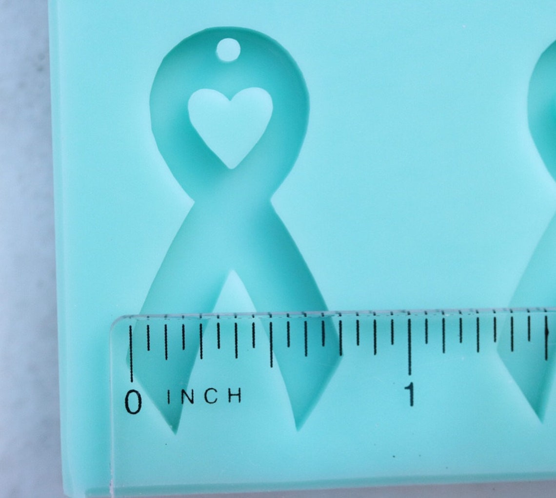 Awareness Ribbon Pendant Mold, Ribbon With Heart Pendant Mold, Ribbon ...