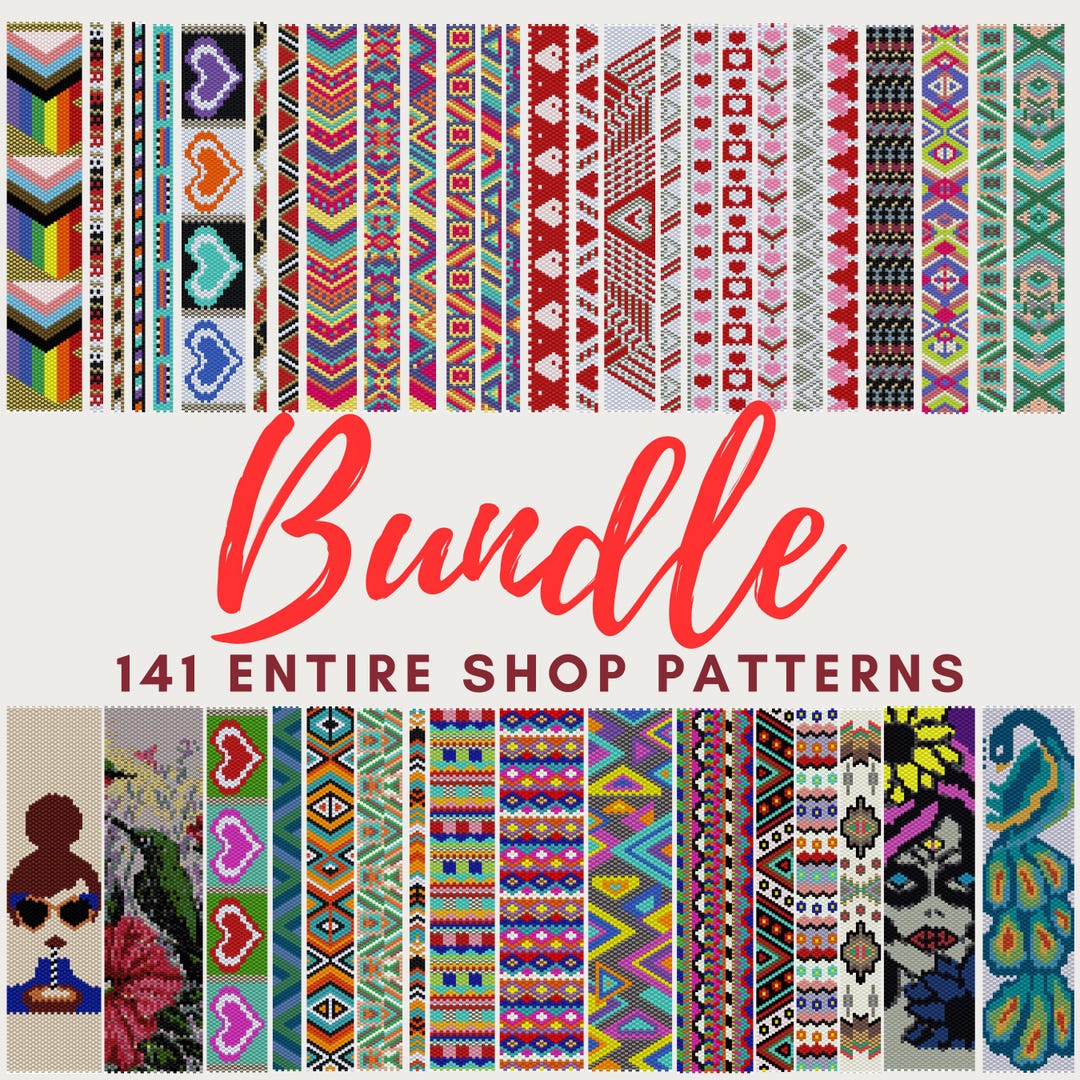 Beaded Patterns and Tutorials Bundle 141 Designs, Even and Odd Count Peyote Set | Loom Bead Set ...