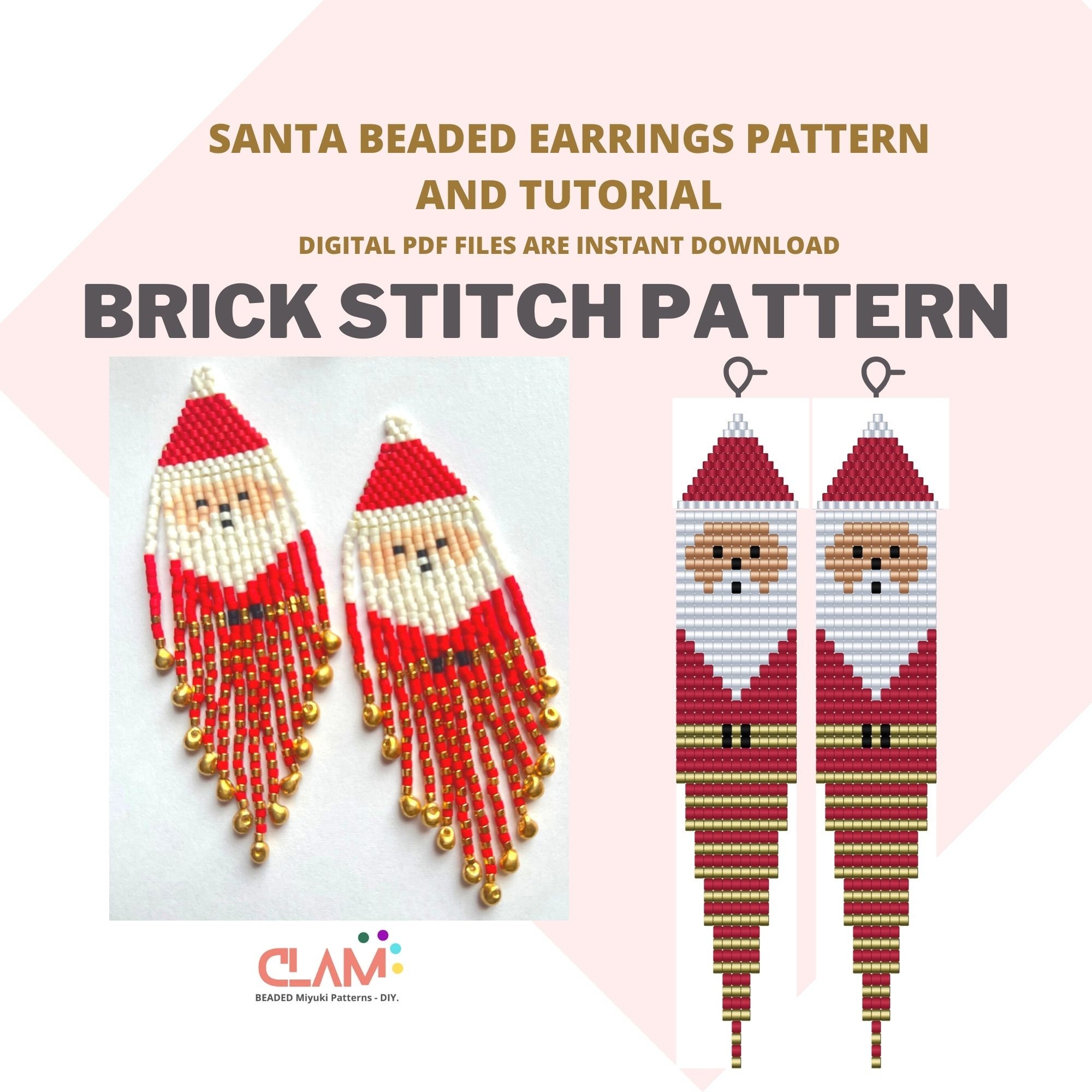 Santa Fringe Earrings Pattern and Tutorial, Beaded Dangle Earrings ...