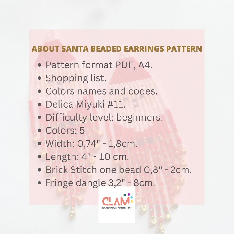 Santa Fringe Earrings Pattern and Tutorial, Beaded Dangle Earrings ...