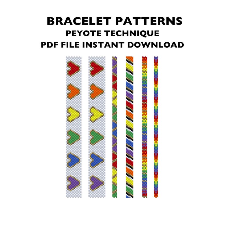 Rainbow Pride Beaded Bracelet Patterns: Peyote Technique Tutorial ...