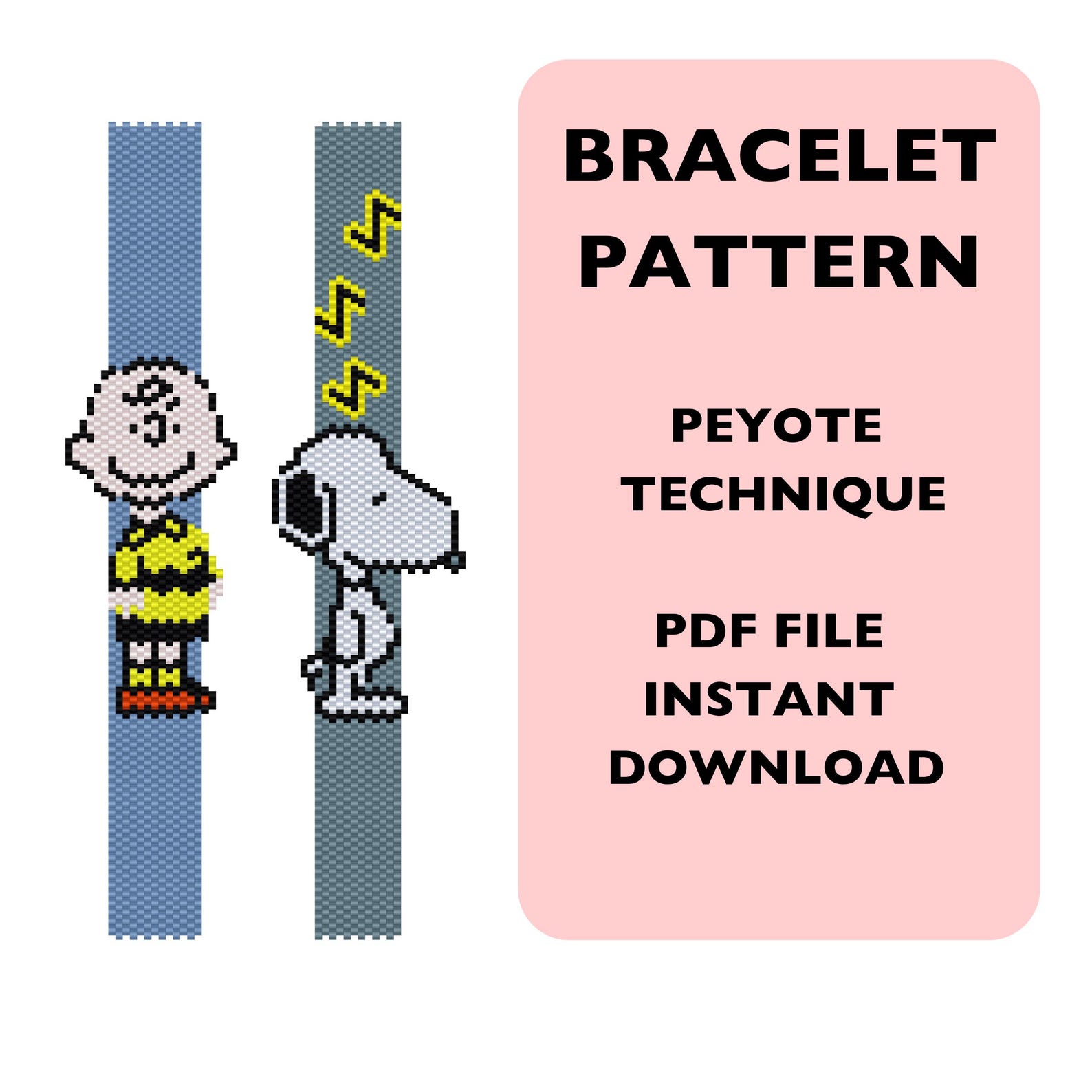 Miyuki Peyote Beaded Bracelet Patterns, Charlie Brown Snoopy DIY (PDF ...