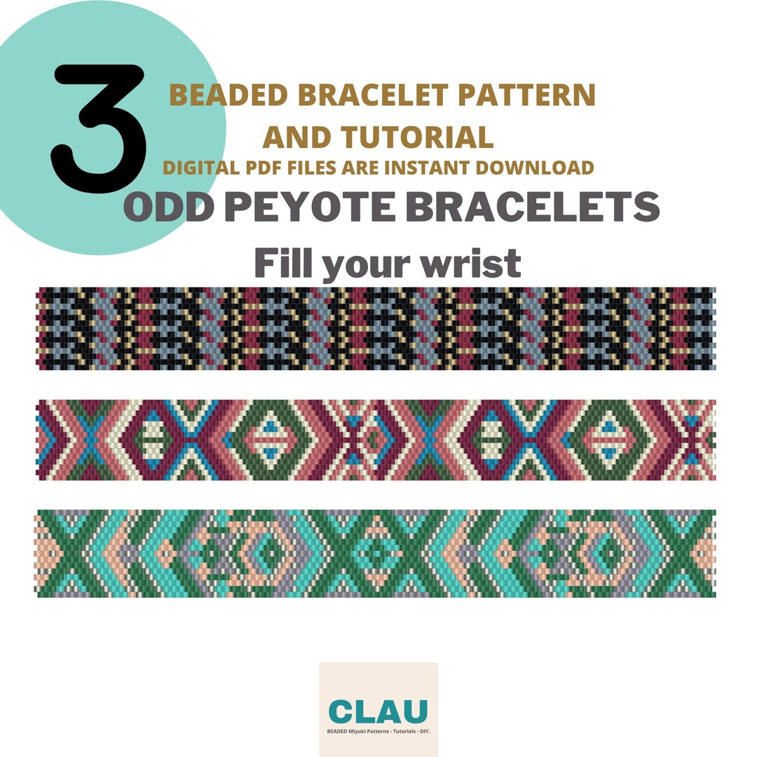 3 Miyuki Beaded Bracelet Patterns, Miyuki Odd Peyote Technique, Pdf ...