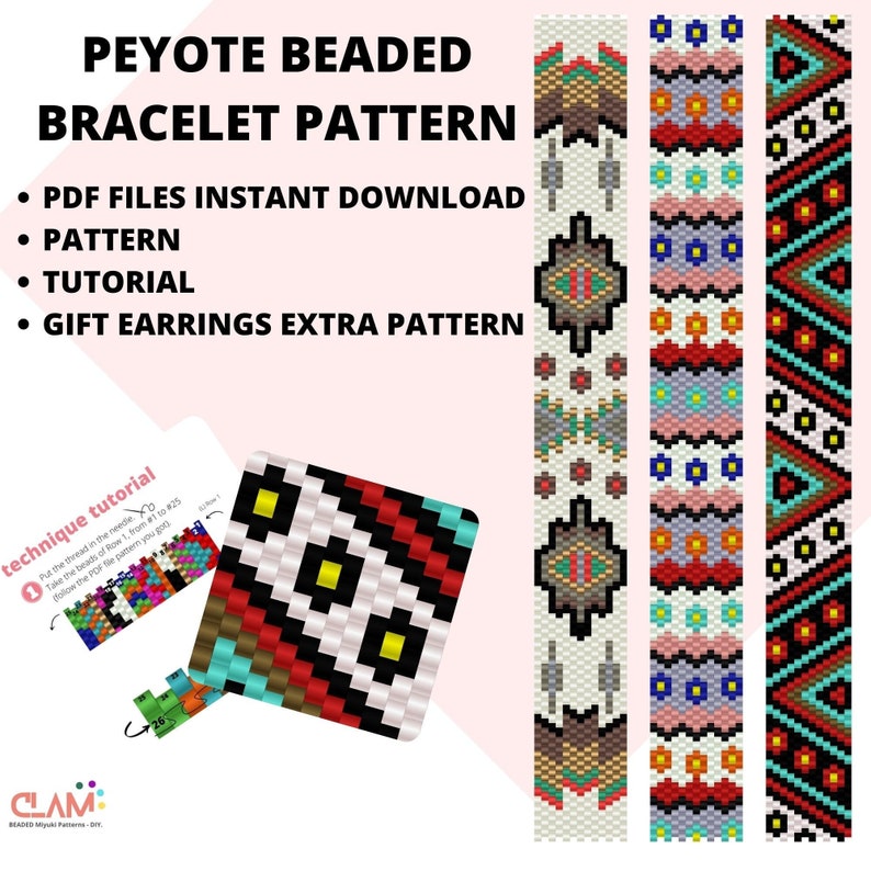Native American Beaded Bracelet Pattern, Peyote Stitch, DIY Tutorial ...