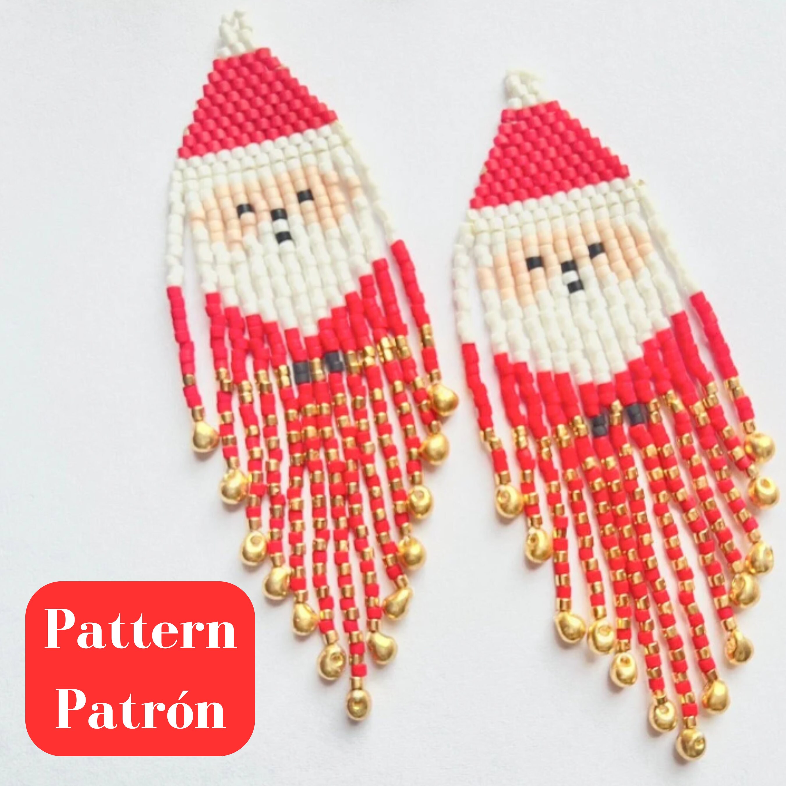 Santa Fringe Earrings Pattern and Tutorial, Beaded Dangle Earrings ...