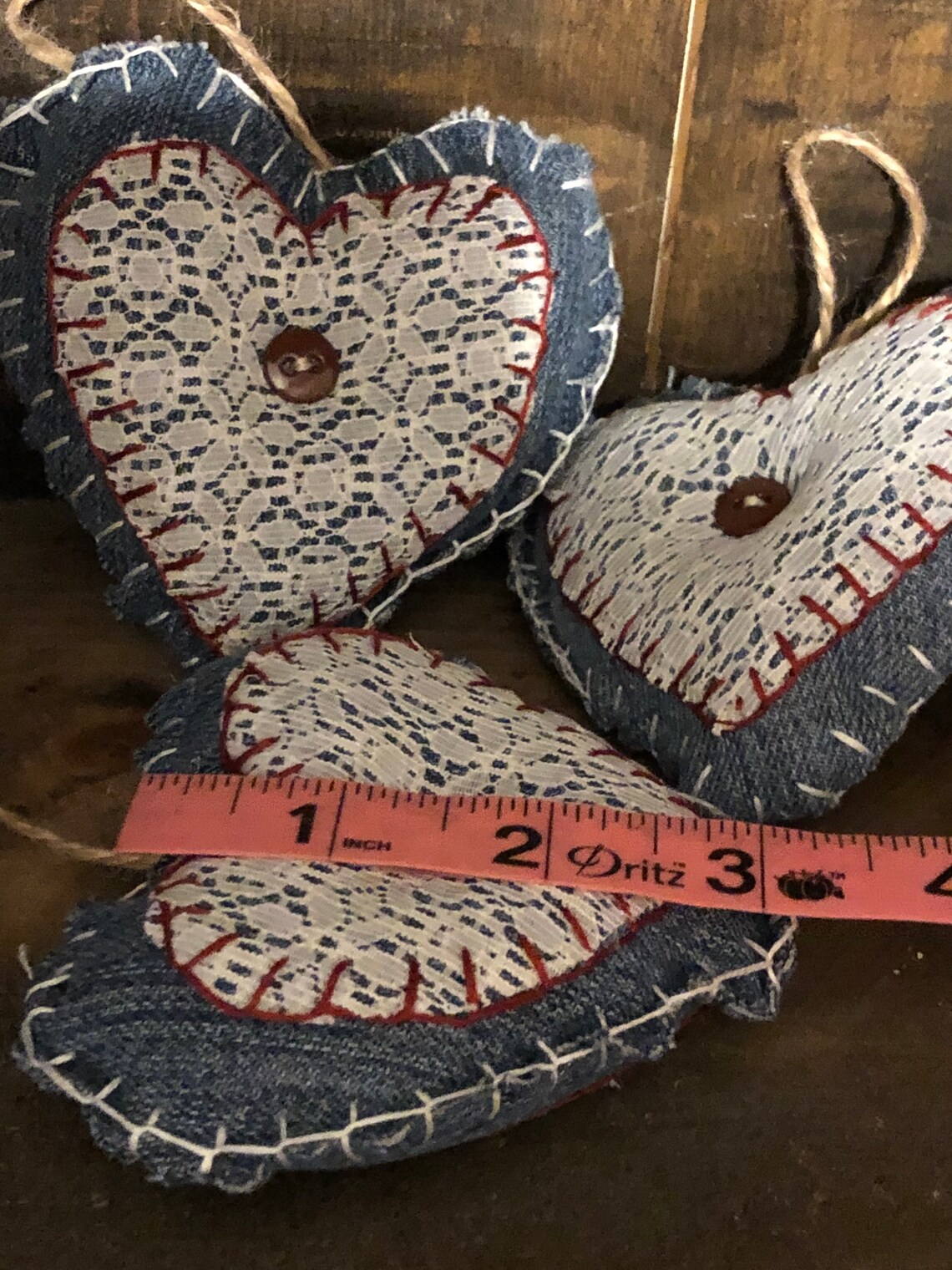 Christmas Ornament, Country Christmas, Denim, Heart Ornament, Primitive ...