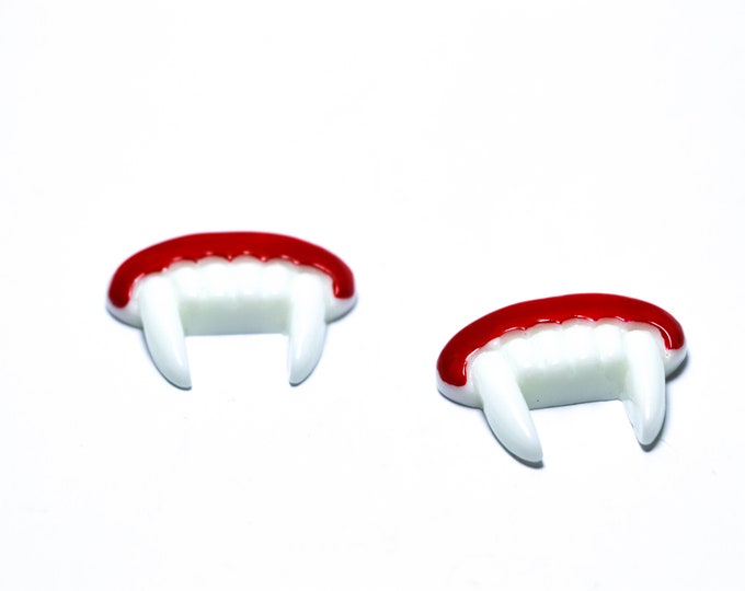 2 Fang Flatbacks, Resin, Cabochon, Fangs, Halloween, Vampire ...