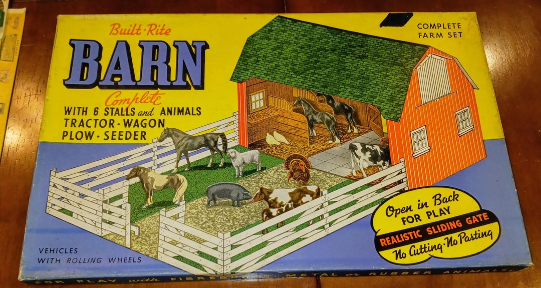 Vintage Built-rite Set: Mint in Box Barn Set, Unpunched, With Animals ...