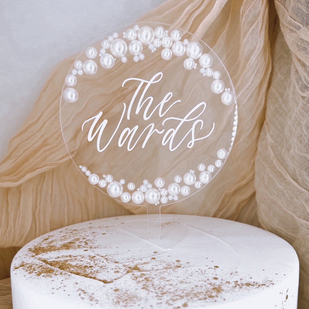 Pearl Acrylic Cake Topper Acrylic Wedding Cake Topper Pearl Cake Topper ...