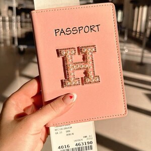 Custom Passport Cover Pink Honeymoon Passport Book Monogram Initial ...