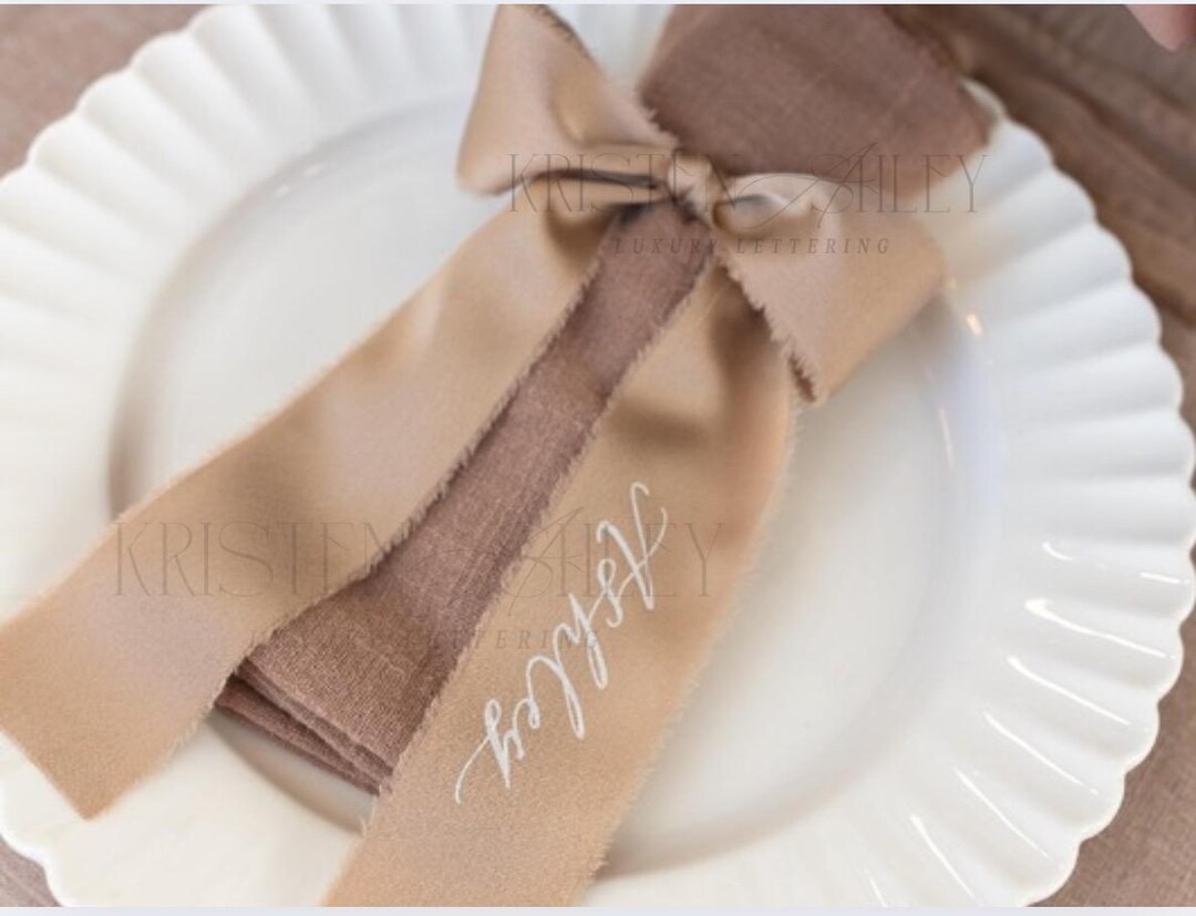Custom Bow Placecards Ribbon Bow Wedding Placecards Chiffon Ribbon ...