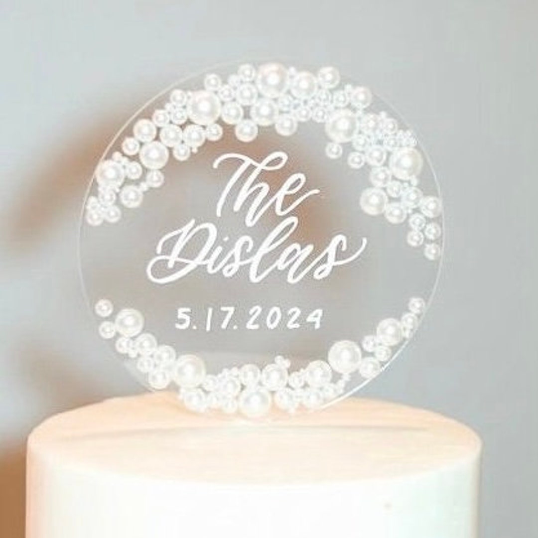 Pearl Acrylic Cake Topper Acrylic Wedding Cake Topper Pearl Cake Topper ...