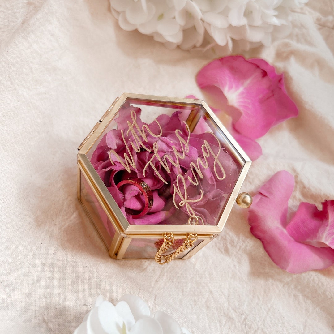 Custom Engraved Glass Ring Box Gold Ring Bearer Box for Wedding ...