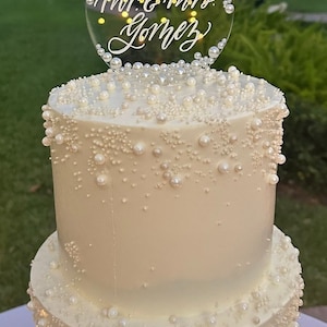 Pearl Acrylic Cake Topper Acrylic Wedding Cake Topper Pearl Cake Topper ...