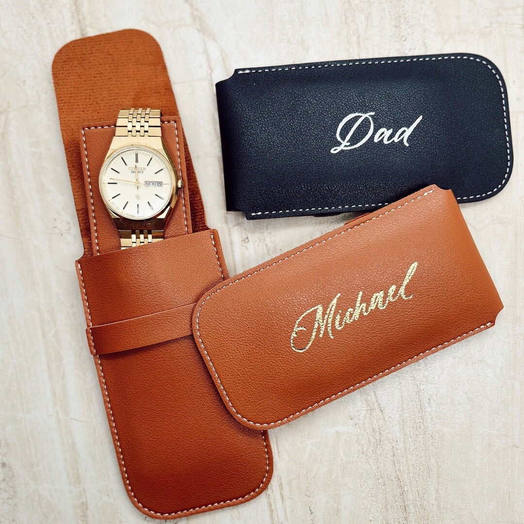 Custom Travel Watch Case Personalized Vegan Leather Watch Holder ...