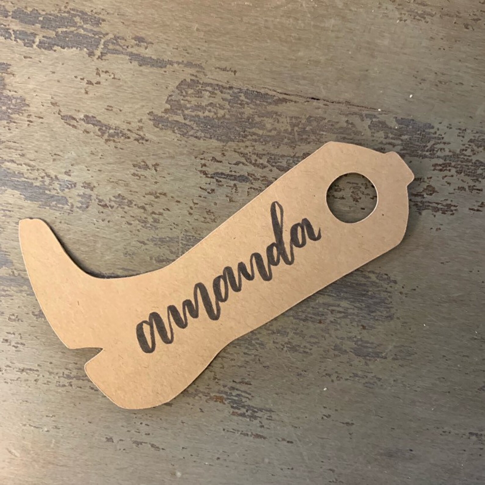 Boot-shaped Calligraphy name tag hand-lettered customizable | Etsy