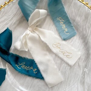 Custom Bow Placecards Ribbon Bow Wedding Placecards Chiffon Ribbon ...