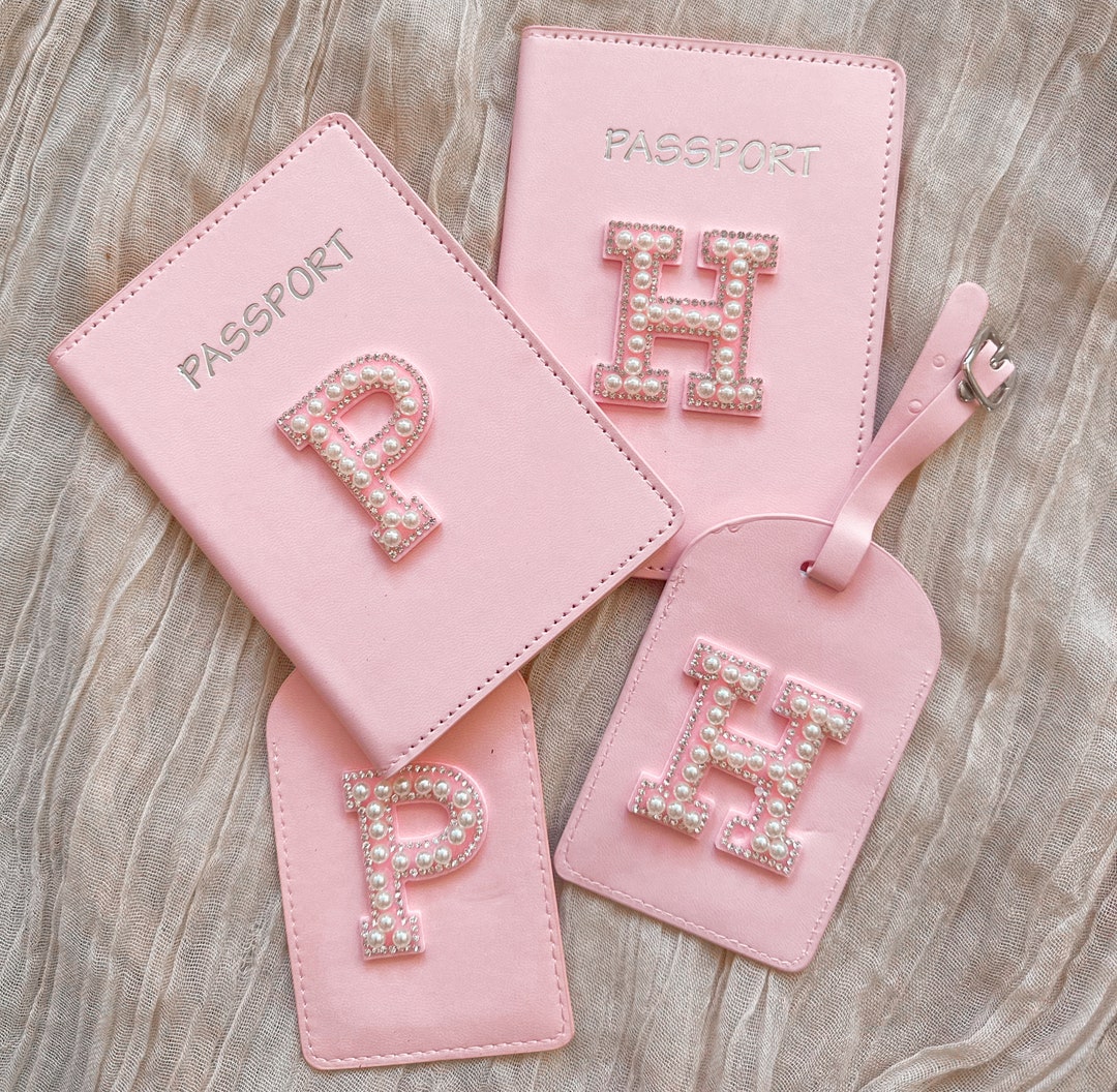 Custom Passport Cover Pink Honeymoon Passport Book Monogram Initial ...