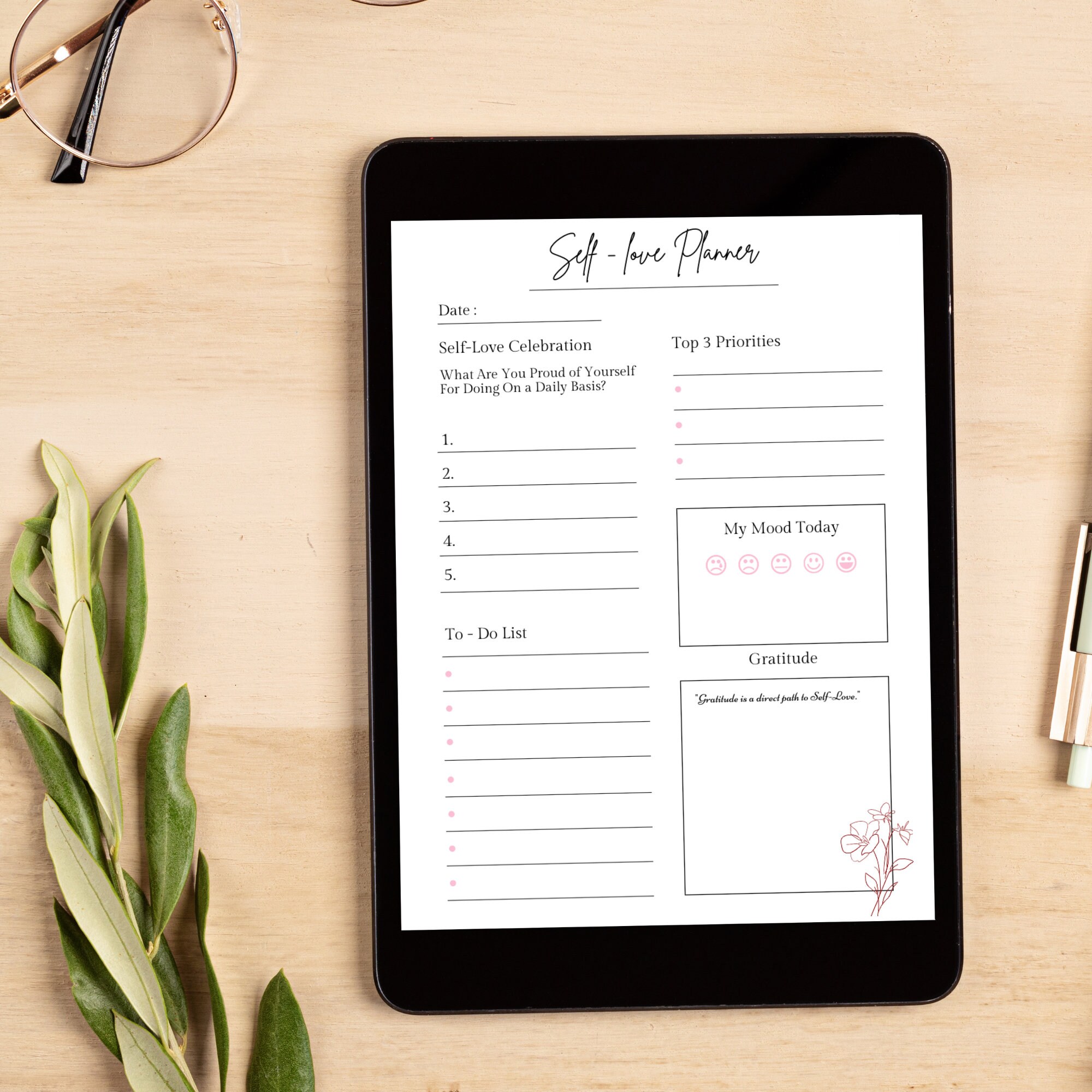 Editable Canva Self Love Digital Planner Printable - Etsy
