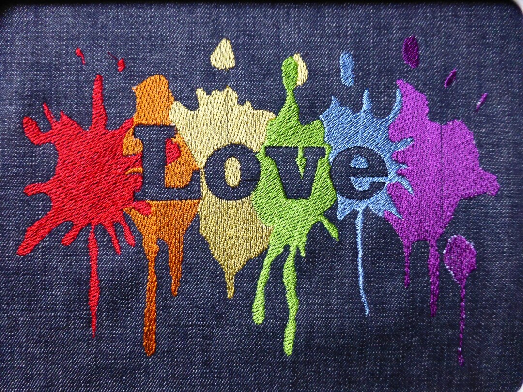 Love Machine Embroidery File, LGBT Rainbow Colours - Etsy