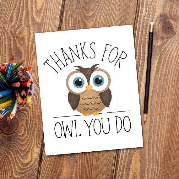 Thanks For Owl You Do Digital 8x10 Printable Poster Funny Owls | Etsy