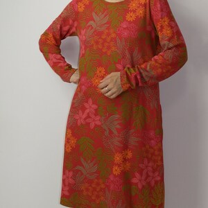 Gudrun Sjoden Floral Flower Leaves Dress / Red Sjoden Tunic Dress With ...