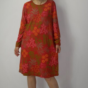 Gudrun Sjoden Floral Flower Leaves Dress / Red Sjoden Tunic Dress With ...