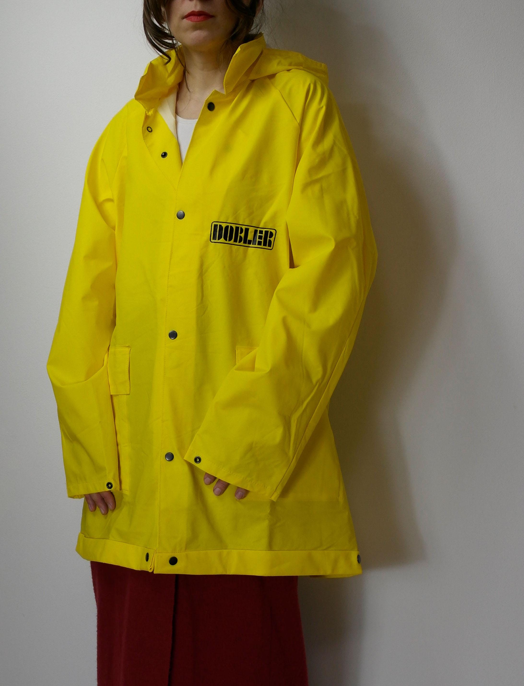 Vintage Yellow Rain PU Jacket / PU Vinyl Jacket With the Hood / Bright ...