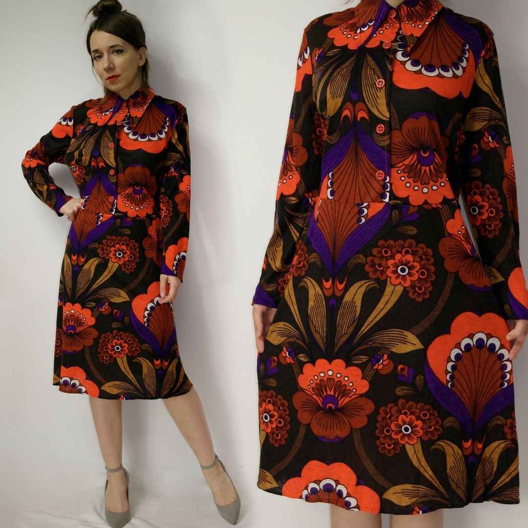 Vintage Scandinavian Dress / Finland Finnish Vintage Floral Pattern ...