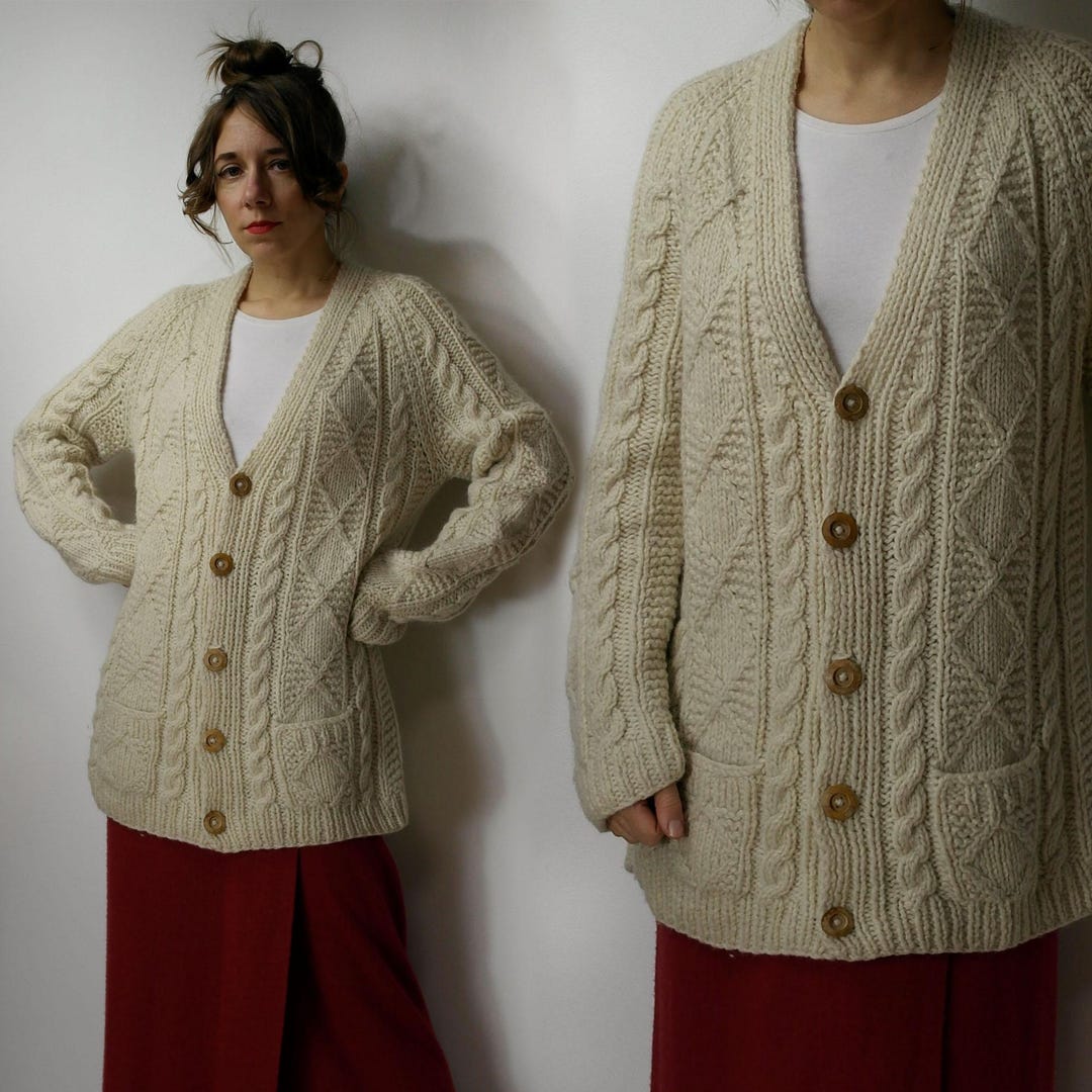 Vintage Irish Cardigan Style Sweater / Vintage Sweater Ireland Aran ...