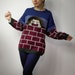 Vintage Hair Head Peaking Over a Brick Wall Sweater / Handmade Peter Gs ...