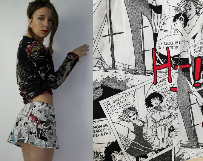 Gonna Zara Comics / gonna con stampa di fumetti Y2K / Minigonna anni ...